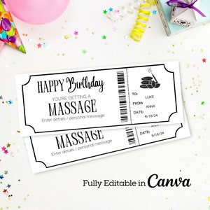 Birthday Massage Gift Ticket | Surprise Message Printable Voucher ...