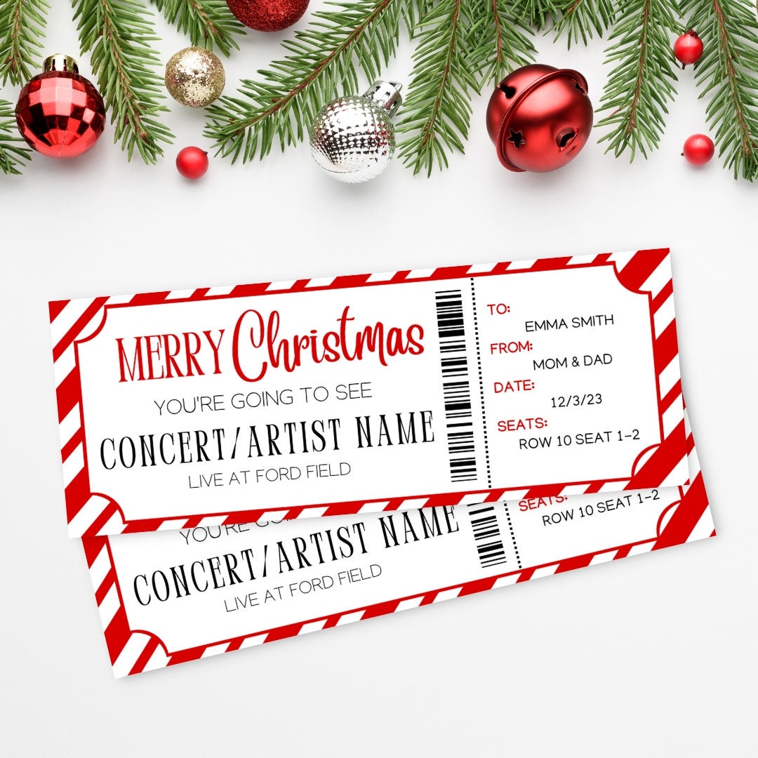 Christmas Concert Ticket Gift Voucher Template | Fully Custom Printable ...