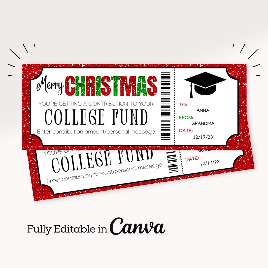 College Fund Gift Christmas Gift Certificate | College Fund Gift ...