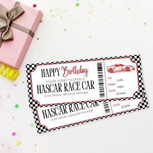 Birthday Racing Ticket Template | Race Car Track Experience Ticket Gift ...