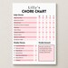 Pink Chore Chart for Kids Printable Weekly Chore Chart for - Etsy