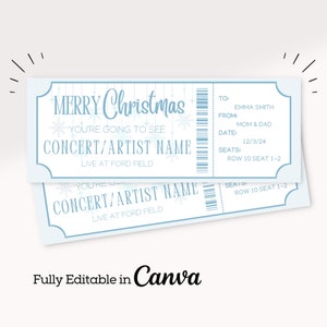 Minimalist Christmas Concert Ticket | Snow Concert Ticket | Printable ...