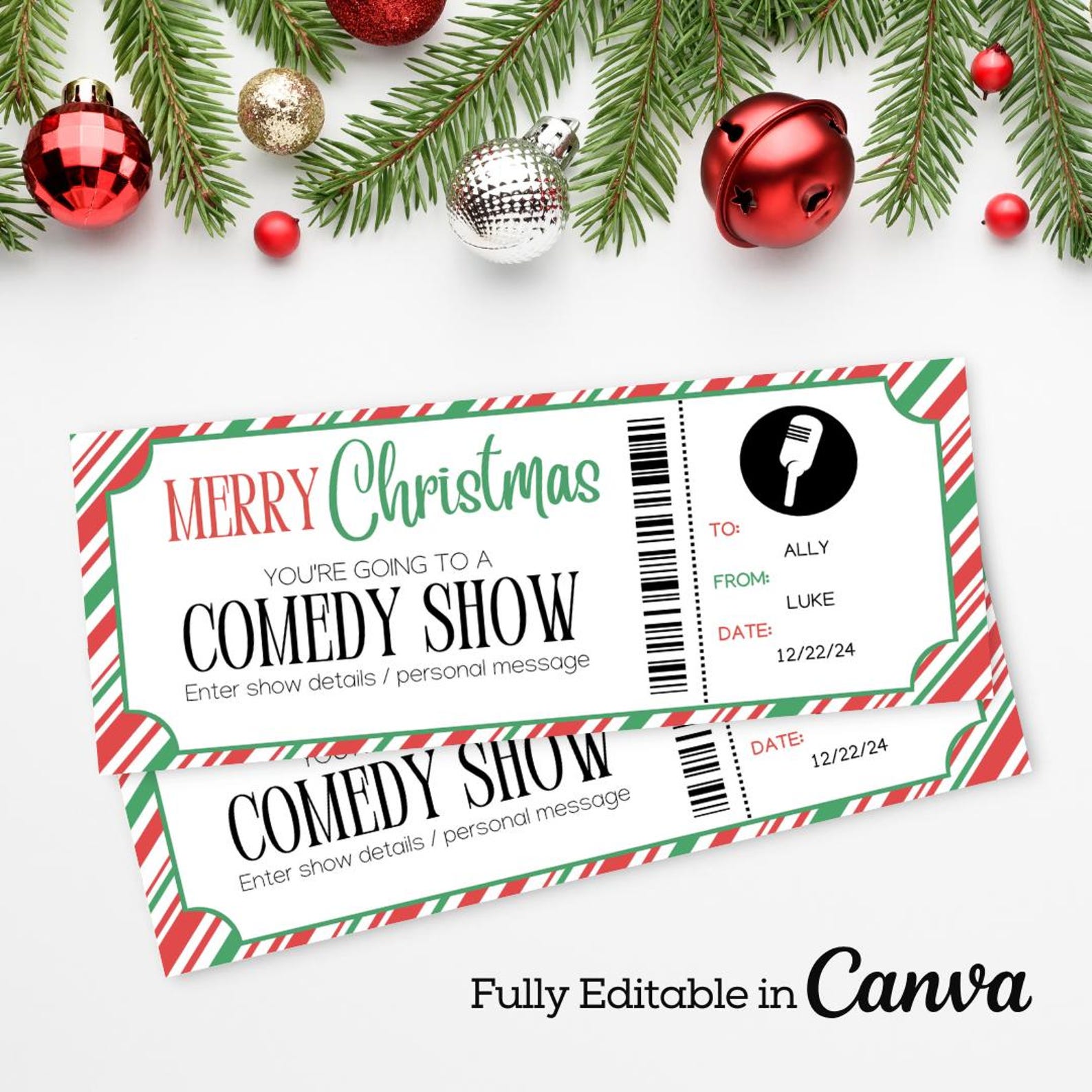 Printable Christmas Comedy Show Surprise Reveal Ticket | Stand-up ...