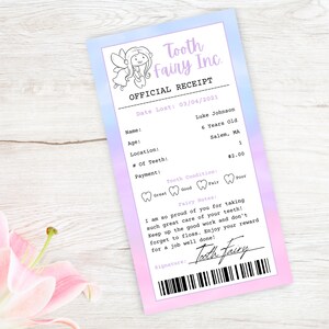 Editable Pastel Purple Tooth Fairy Receipt Printable Certificate ...