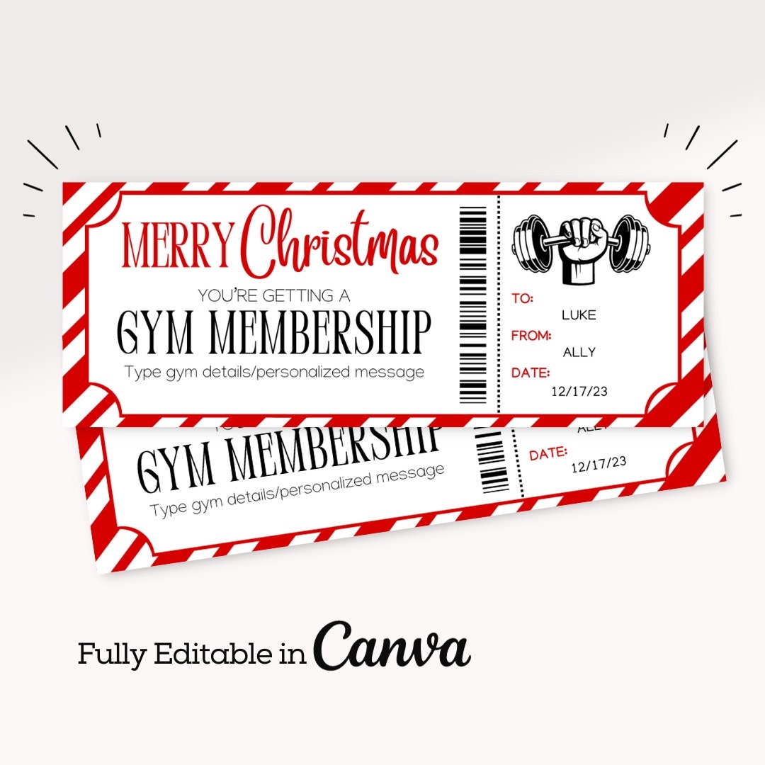 Christmas Gym Membership Ticket Gift | Surprise Gym Membership Voucher ...