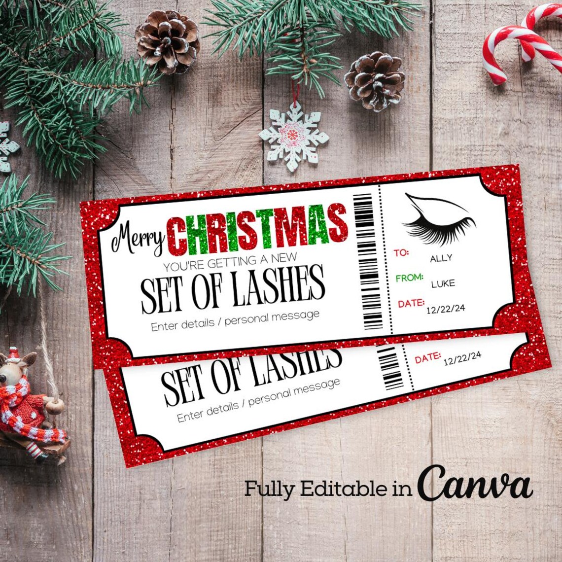 Christmas Lash Gift Ticket | Eyelash Extension Gift Certificate for Her ...
