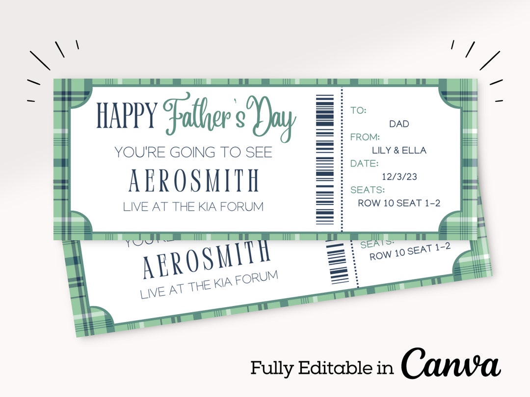 Editable Fathers Day Concert Ticket | Surprise Fathers Day Ticket ...