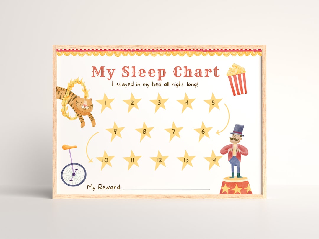 Kids Printable Circus Stay in Bed Reward Chart | Night Time Chart ...