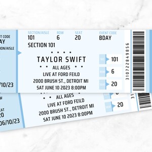 Blue Editable Concert Ticket | Canva Template | Printable Event Ticket ...