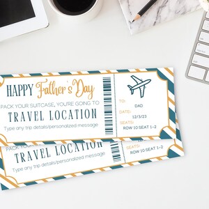 Father's Day Editable Boarding Pass Template | Airline Ticket Canva ...