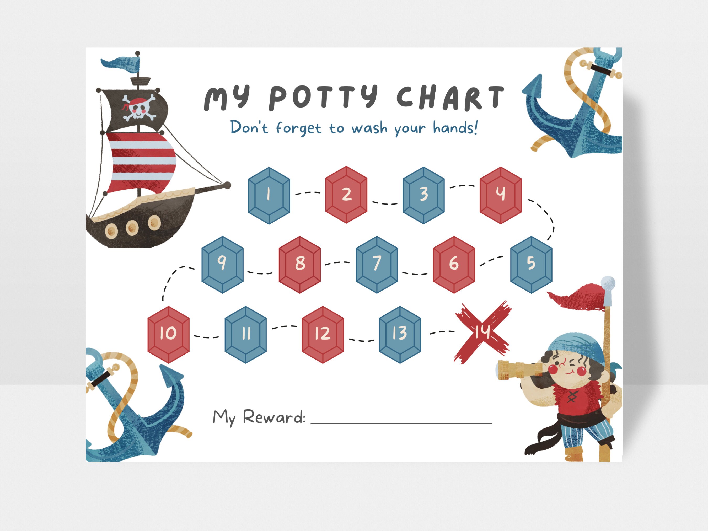 Pirate Potty Chart Pirate Printable Potty Training Reward - Etsy UK