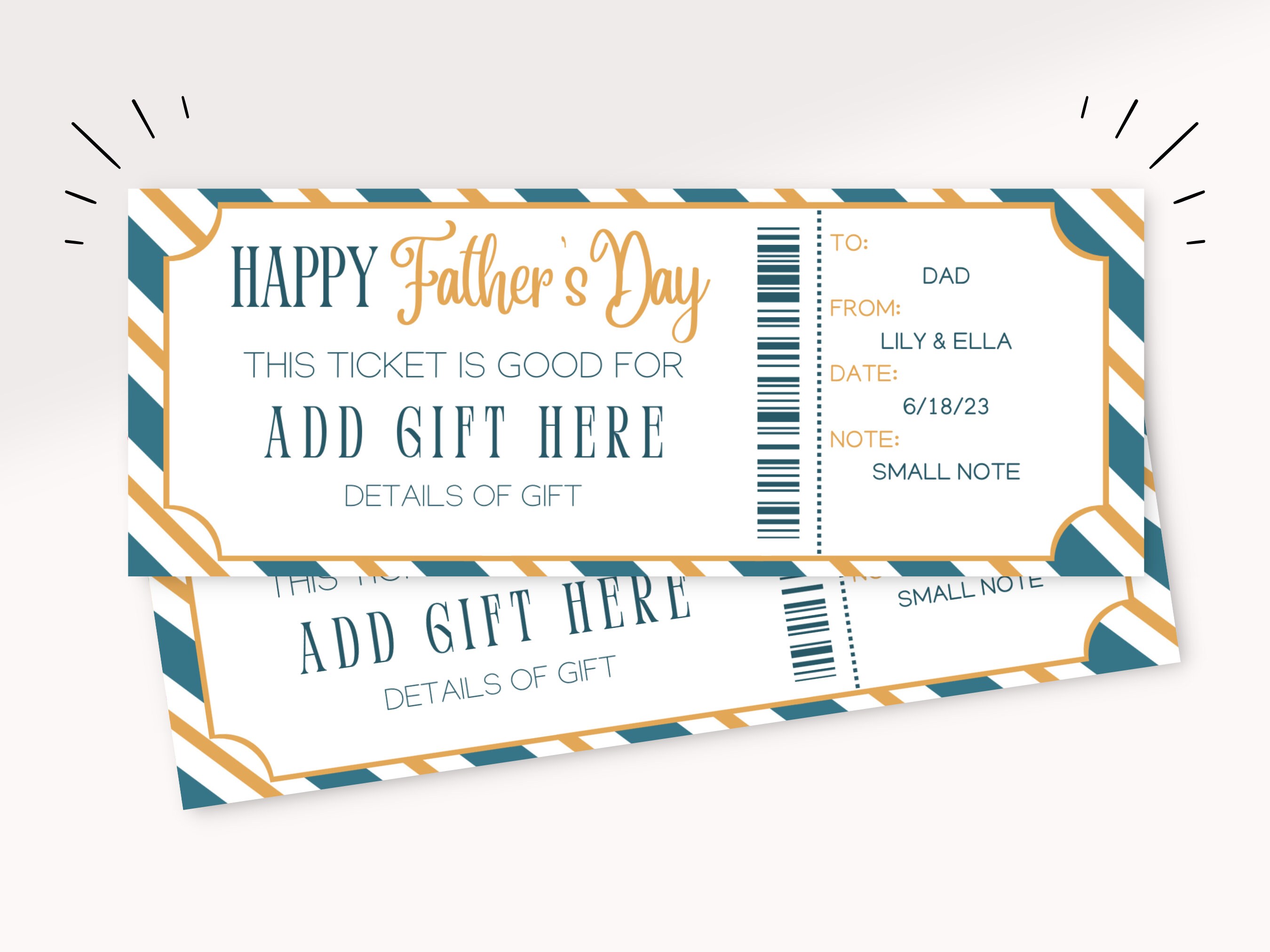 Fathers Day Gift Voucher | Surprise Gift for Dad | Ticket Certificate ...