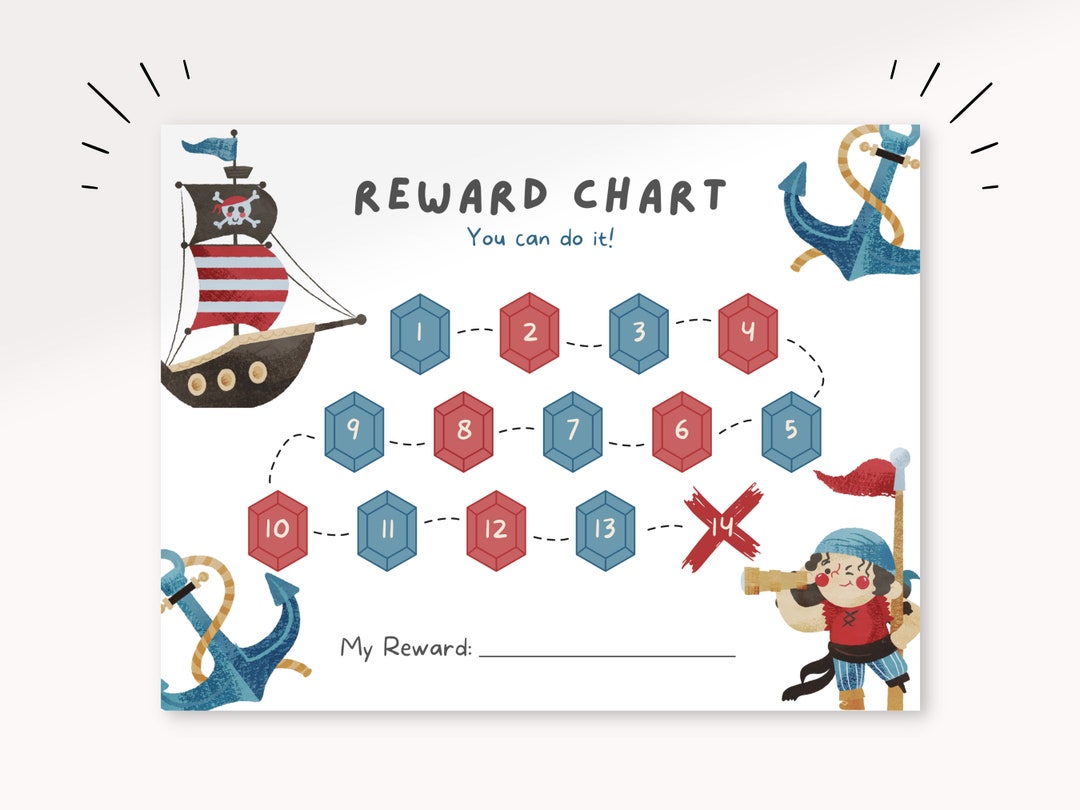 Printable Pirate Reward Chart | Pirate Kids Behavior Chart | Instant ...
