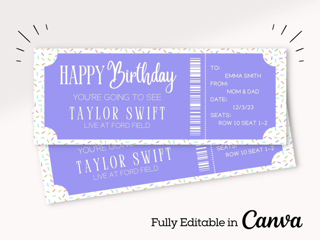 Purple Birthday Concert Ticket | Birthday Concert Ticket | Printable ...
