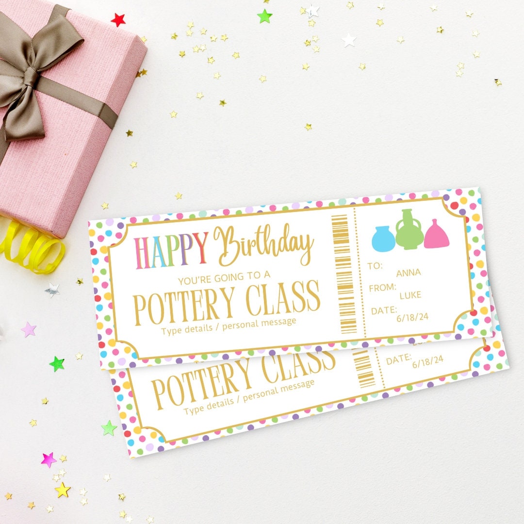 Birthday Pottery Class Gift Voucher | Ceramics Certificate | Surprise ...