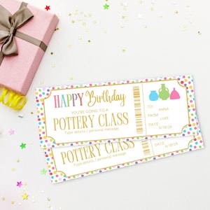 Birthday Pottery Class Gift Voucher | Ceramics Certificate | Surprise ...
