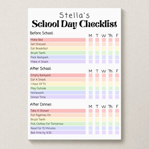 Rainbow Kids Daily School Schedule Checklist | Daily Routine Printable ...