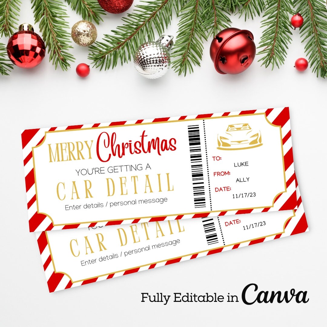 Christmas Car Detailing Gift Certificate | Car Detail Gift Voucher ...