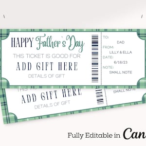 Fathers Day Coupon | Fathers Day Editable Ticket | Fathers Day ...