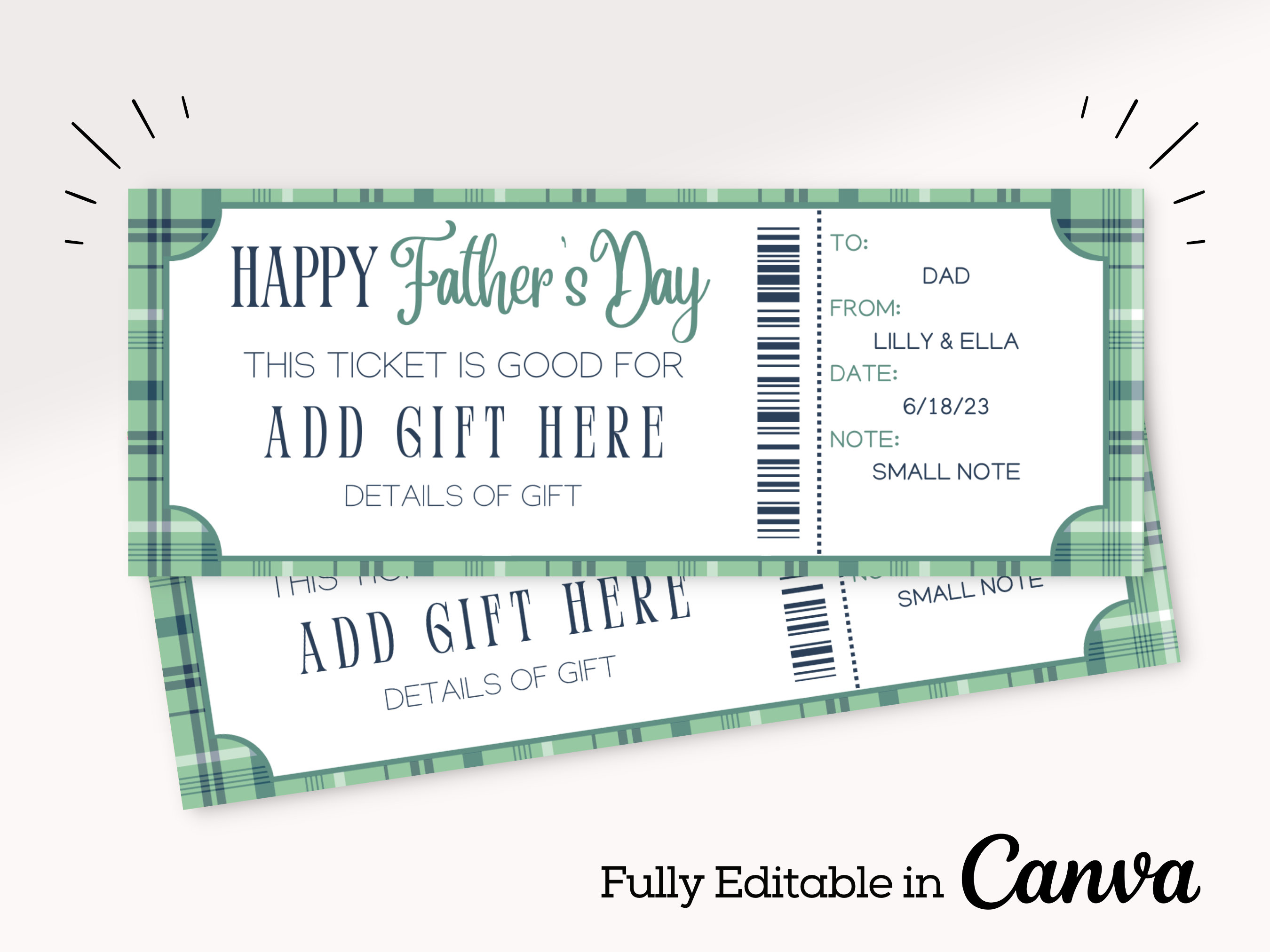 Cupón Día del Padre / Boleto Editable Día del Padre / Regalo Imprimible ...