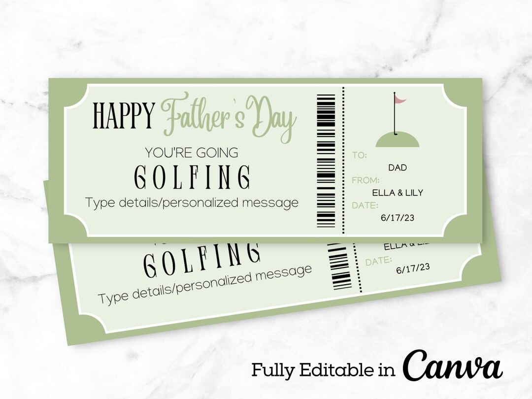 Fathers Day Golf Ticket | Father's Day Golf Printable Voucher ...