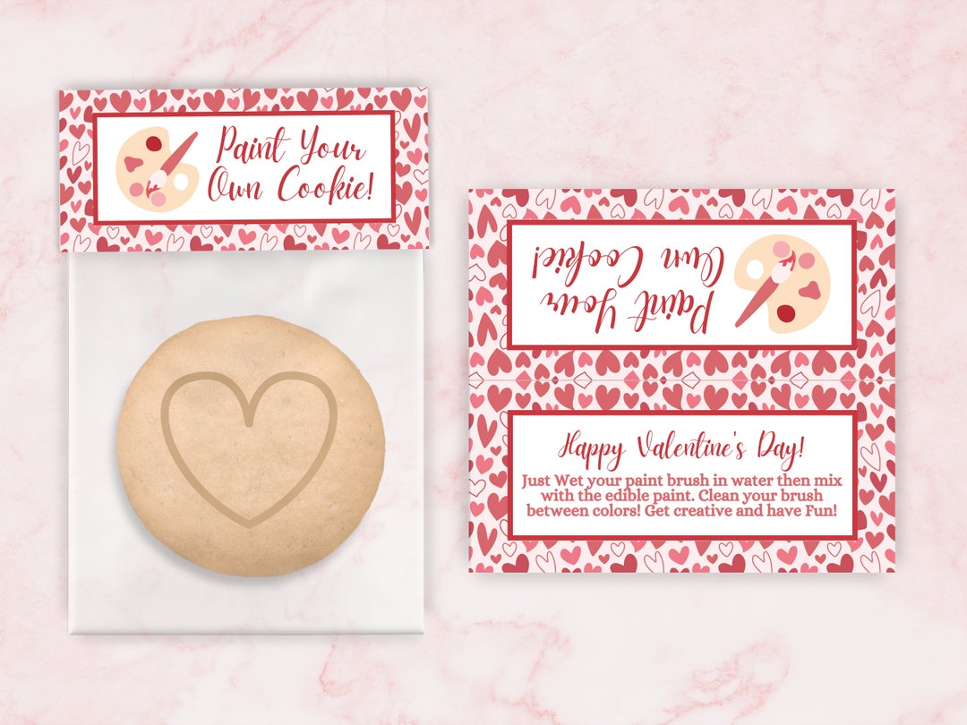 5" Valentine's Day PYO Cookie Treat Bag Topper Printable | Paint Your ...