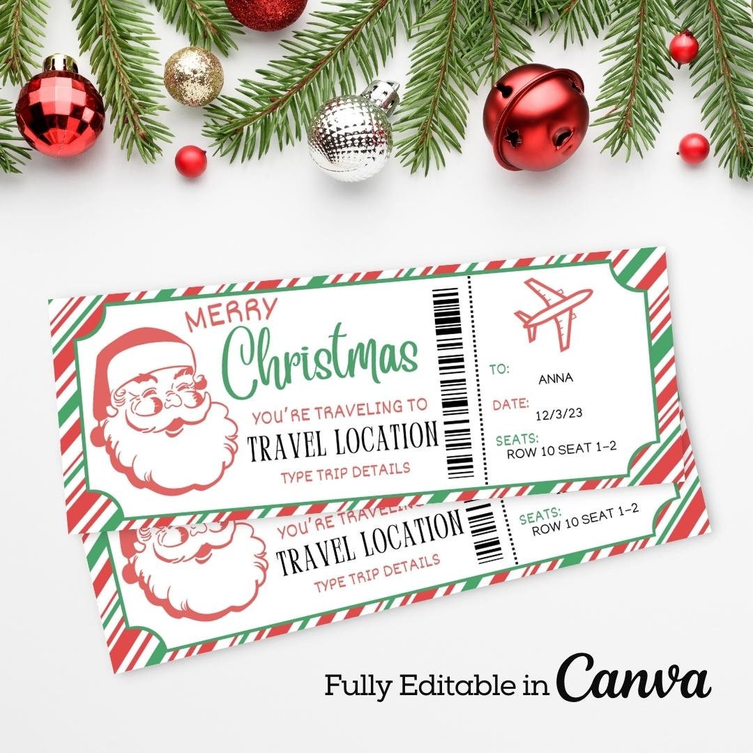 Christmas Editable Boarding Pass Template | Printable Christmas Plane ...