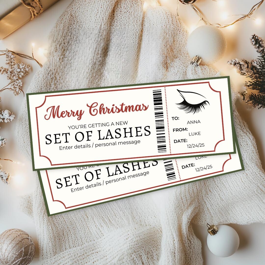 Merry Christmas Lashes Ticket | Christmas Coupon Gift | Lash Extension ...