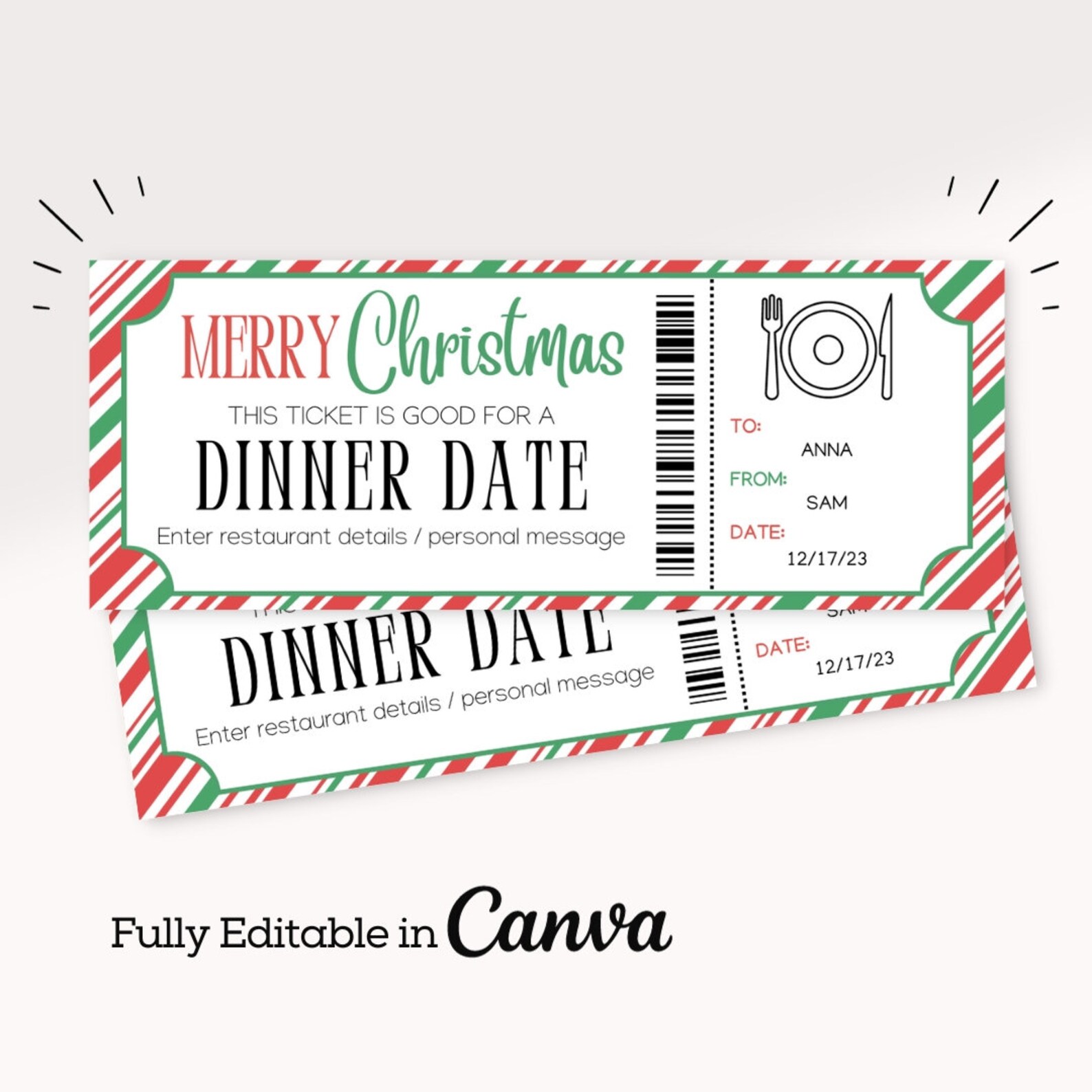 Christmas Dinner Date Ticket | Dinner Date Gift Voucher | Instant ...