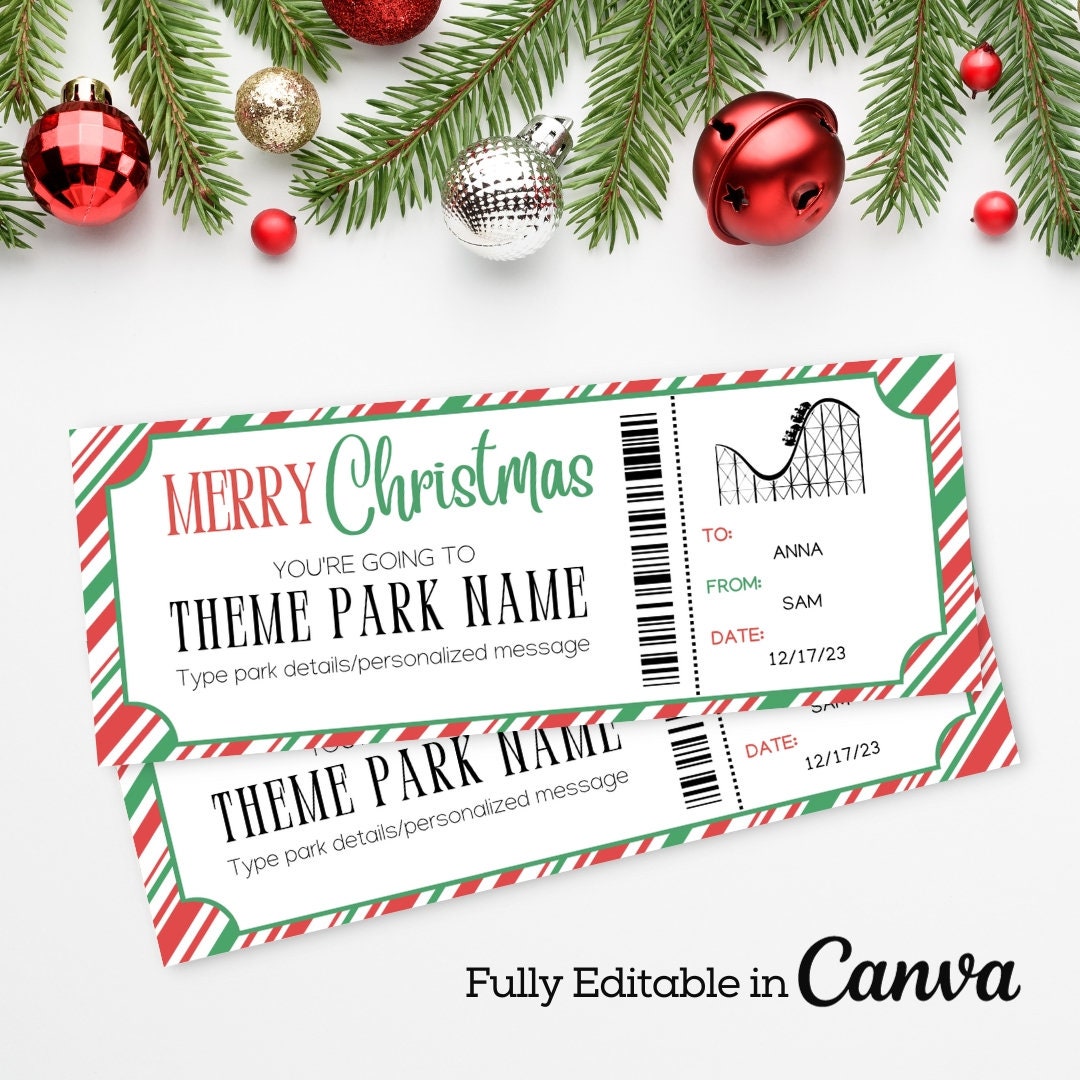Christmas Amusement Theme Park Ticket Gift | Christmas Gift Template ...