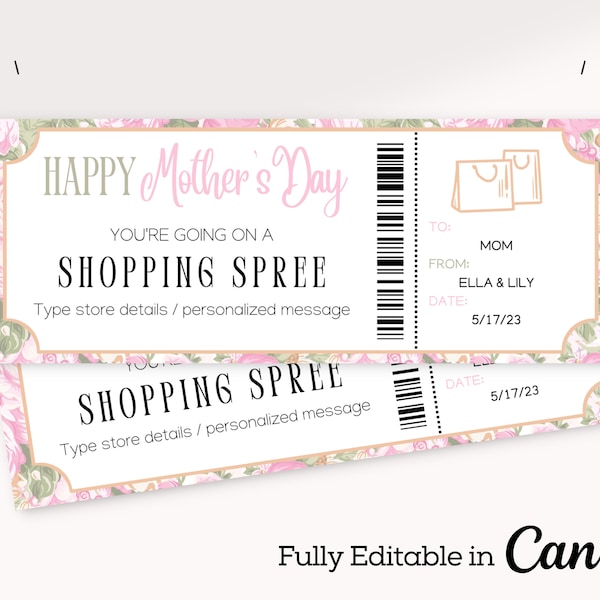Printable Shopping Spree Gift Certificate - Etsy