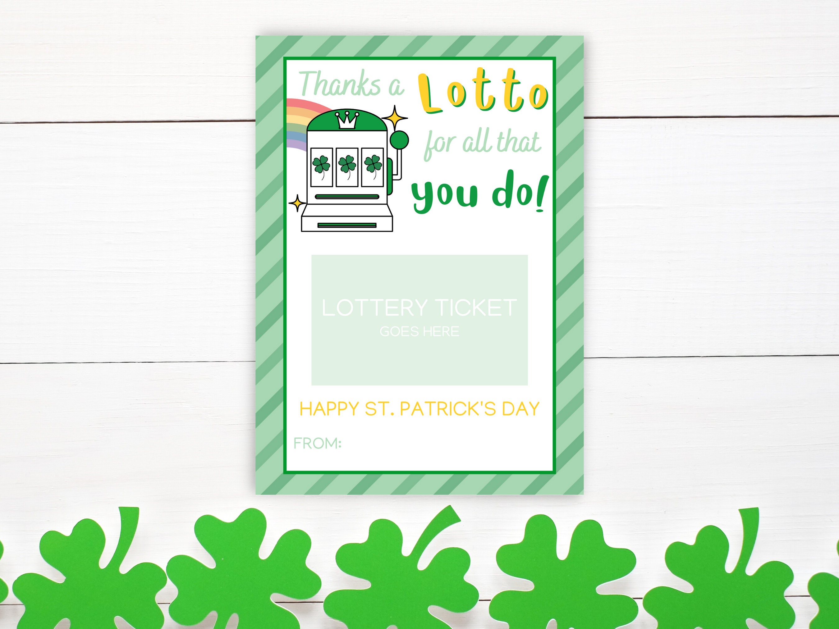 Thanks A Lotto Scratch off Game Holder | Printable St. Patrick's Day ...