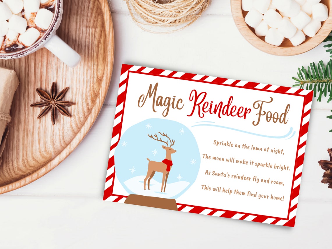 Magic Reindeer Food Tags Printable Kids Christmas Tag DIY - Etsy