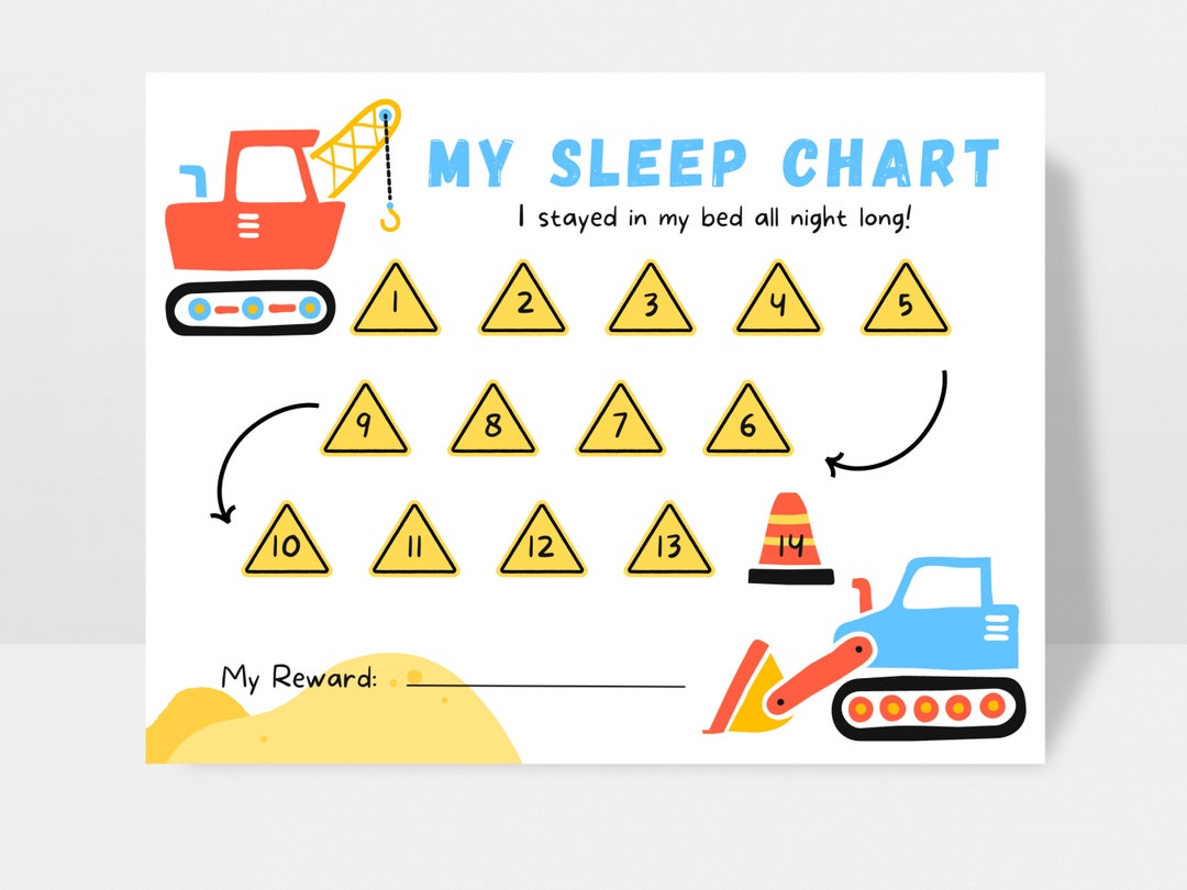 Construction Sleep Reward Chart | Printable Reward Chart | Construction ...