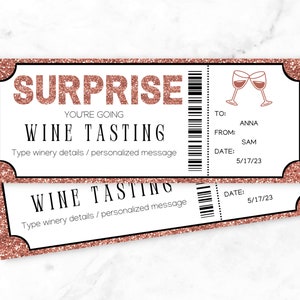 Printable Wine Tasting Surprise Trip Gift Ticket Template | Wine ...