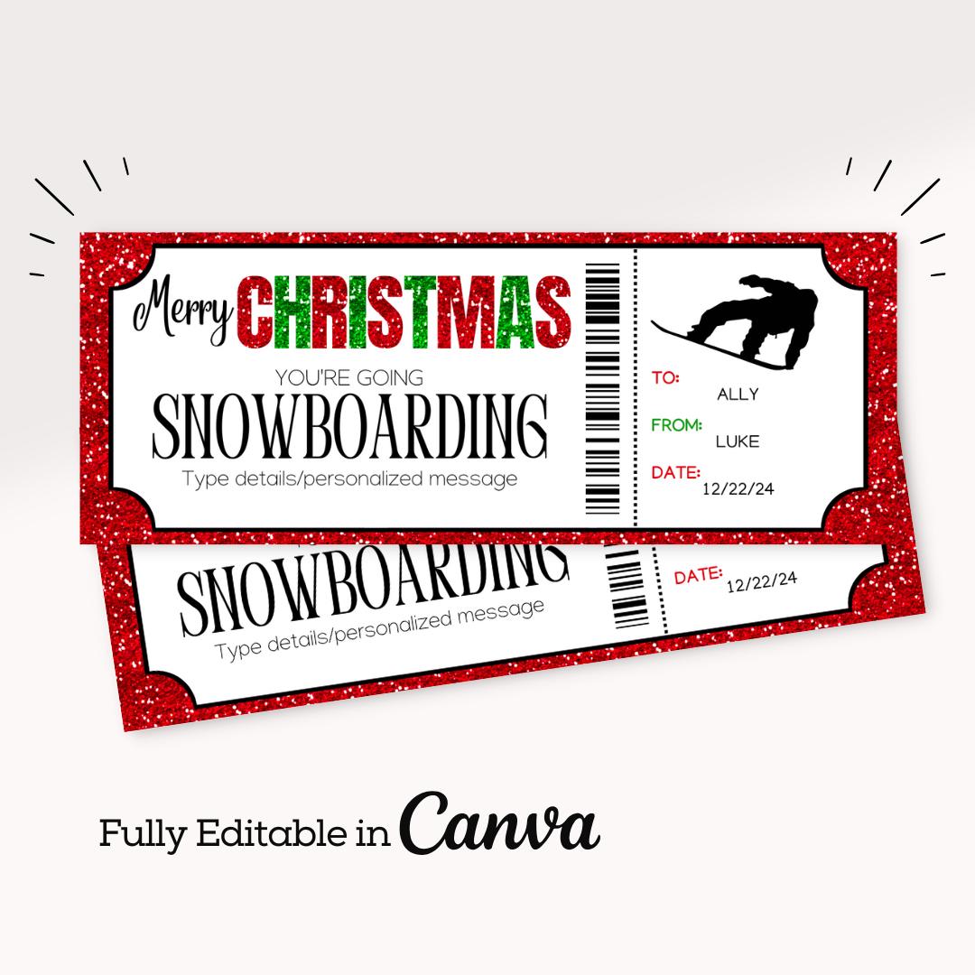 Christmas Snowboarding Gift Voucher | Snowboarding Gift Ticket ...
