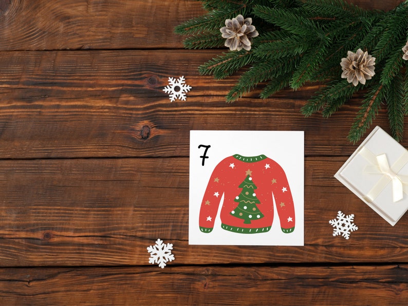 Advent Calendar Printable Ugly Christmas Sweater Countdown - Etsy