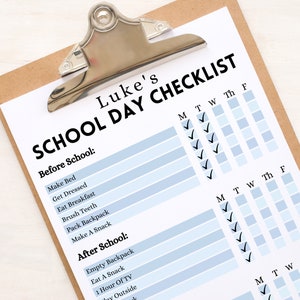 Blue Kids School Daily Checklist | Kids Daily School Schedule Checklist ...