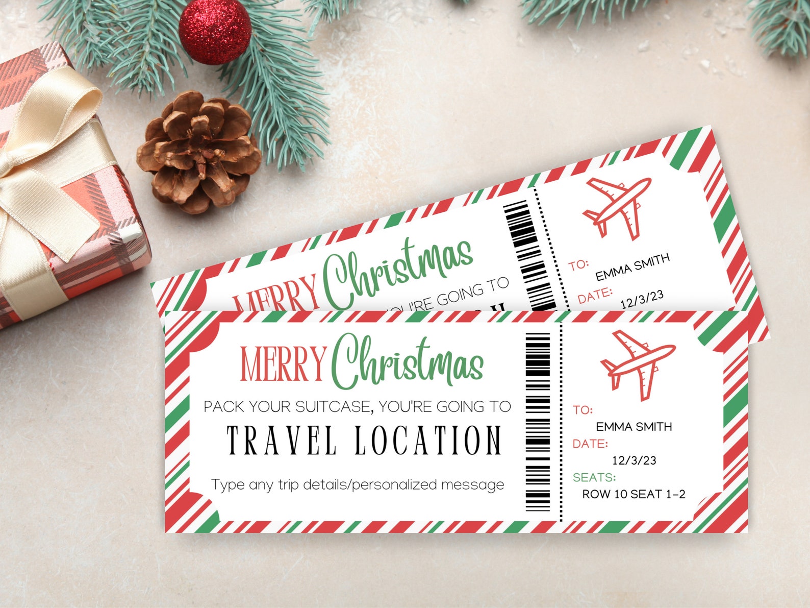 Printable Christmas Holiday Surprise Ticket Gift Template | Santa Gift ...