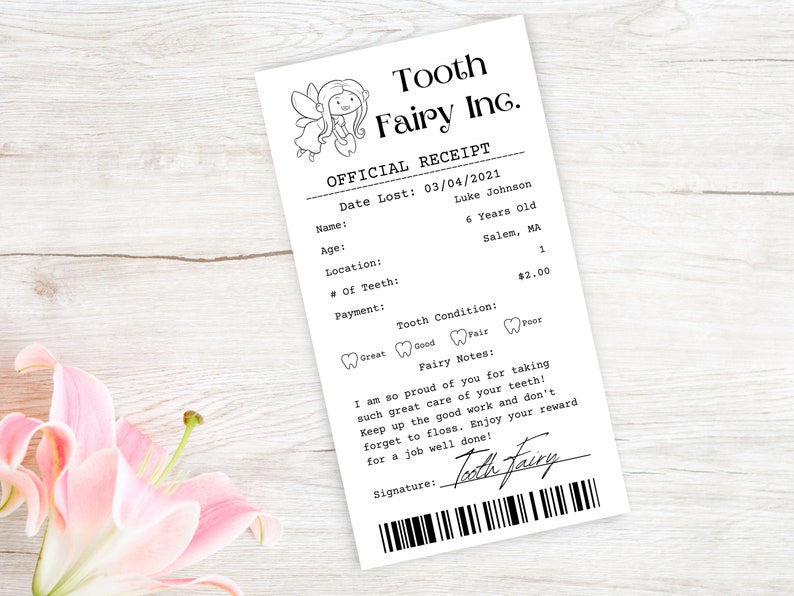Editable Tooth Fairy Receipt | Tooth Fairy Letter | Printable ...