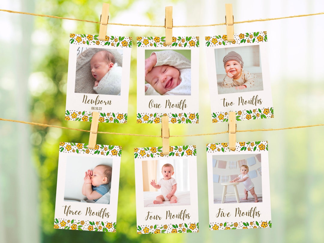 Flower First Birthday Monthly Photo Banner | Editable Baby's First Year ...