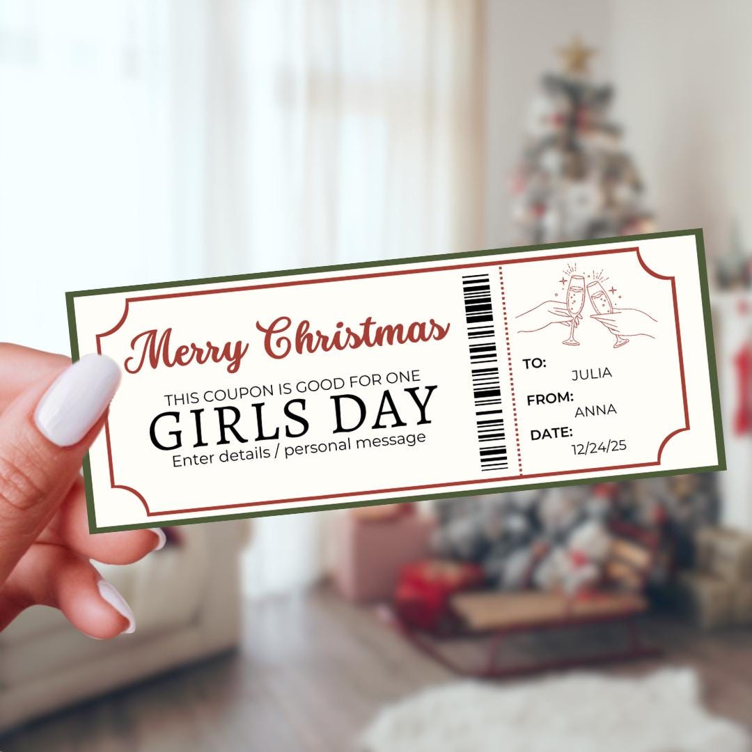 Christmas Girls Day Ticket | Printable Girls Day Coupon | Girls Day ...