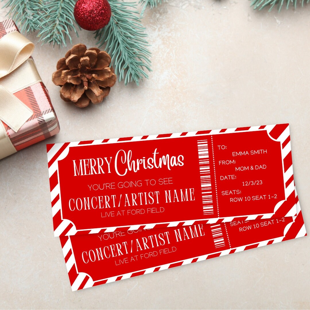 Christmas Concert Ticket Template | Surprise Show Ticket | Fake Concert ...