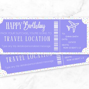Birthday Cake Editable Boarding Pass Template | Airline Ticket Canva ...