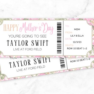 Editable Mothers Day Concert Ticket | Surprise Mothers Day Ticket ...