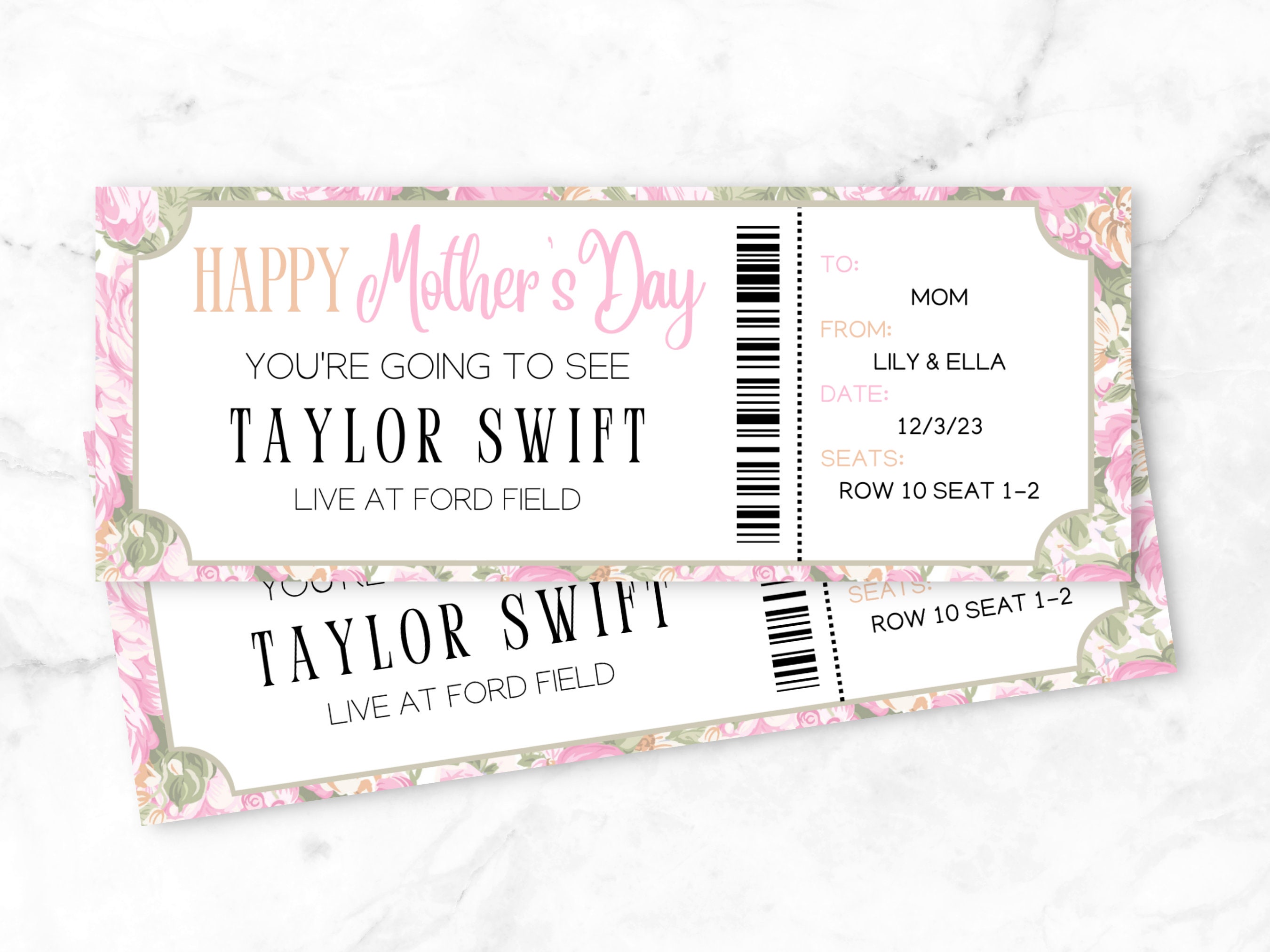 Editable Mothers Day Concert Ticket | Surprise Mothers Day Ticket ...