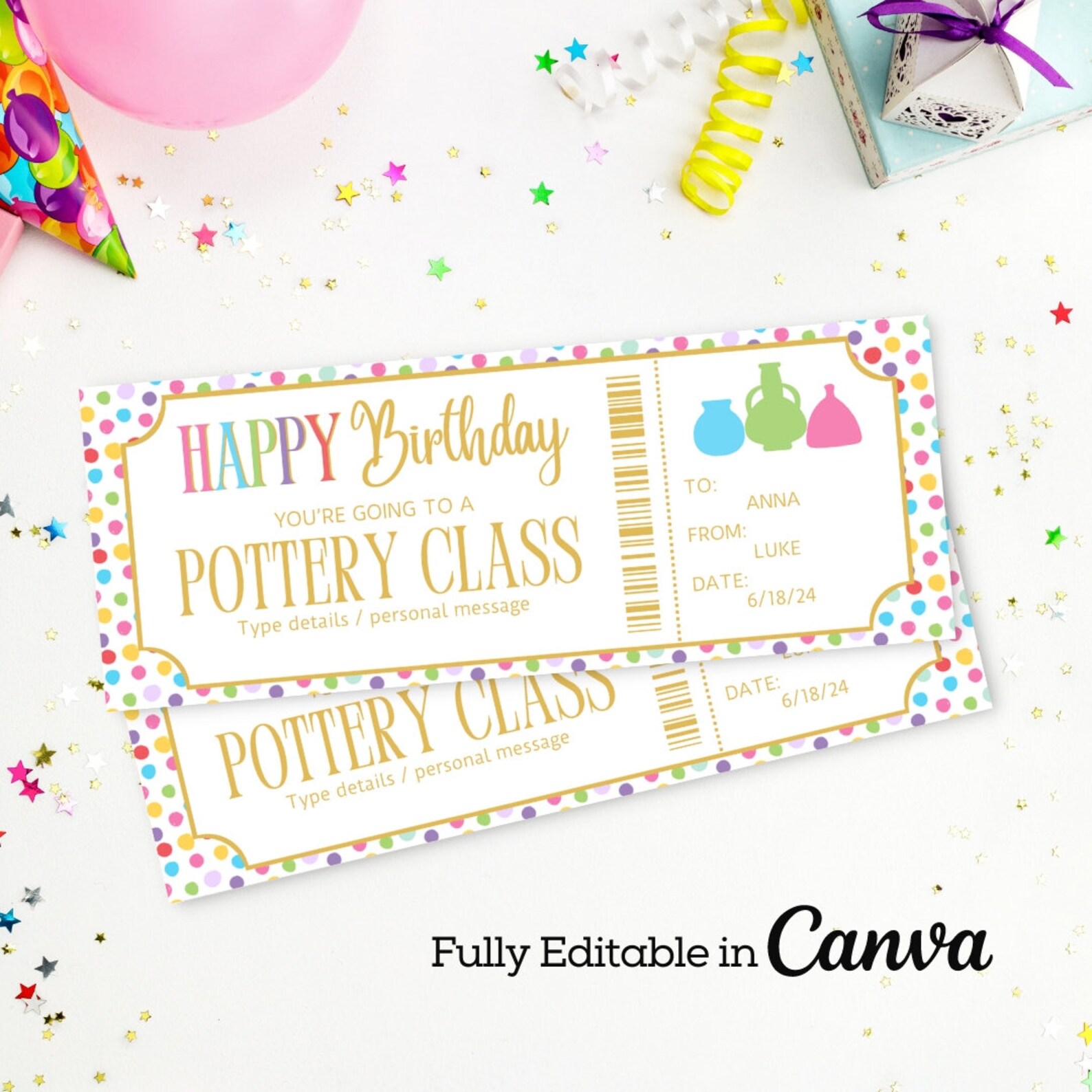 Birthday Pottery Class Gift Voucher | Ceramics Certificate | Surprise ...