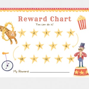 Circus Reward Chart for Kids | Printable Circus Behavior Chart | Kids ...
