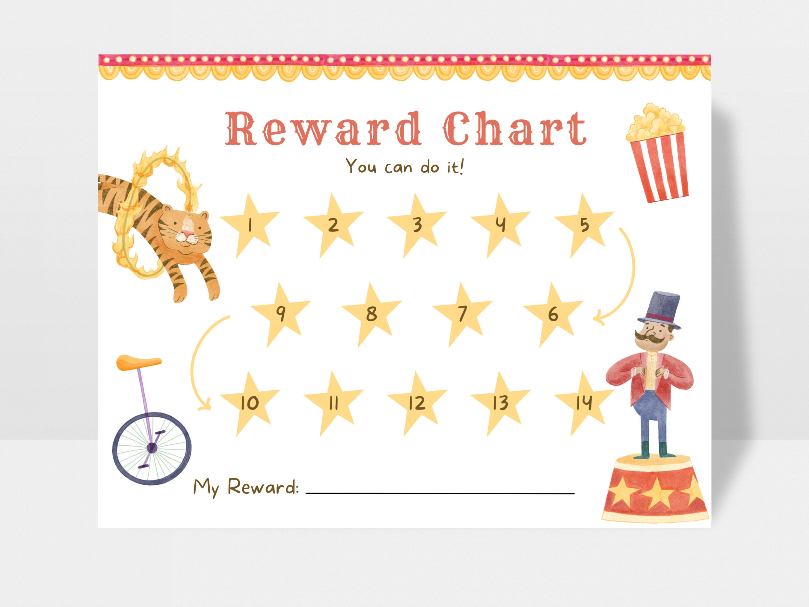 Circus Reward Chart for Kids | Printable Circus Behavior Chart | Kids ...