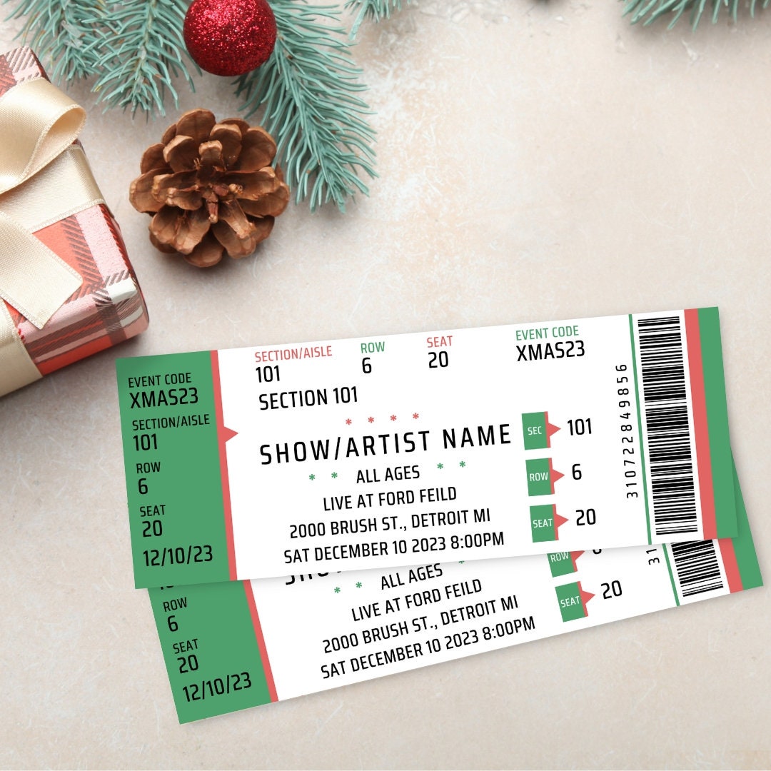 Christmas Concert Ticket Template | Christmas Gift Certificate ...